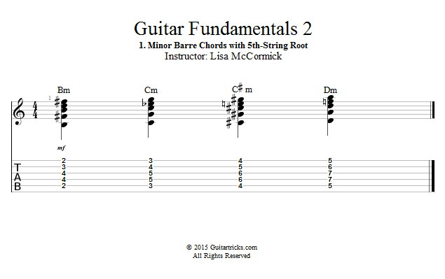 Guitar Lessons: Making Minor Barre Chords, 5th-String Root