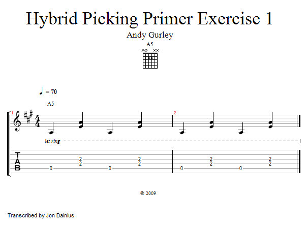 Guitar Lessons - Hybrid Picking Exercise 1