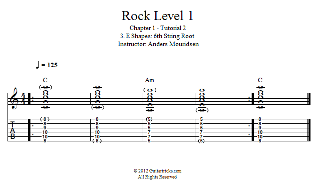Guitar Lessons - E Shapes 6th String Root