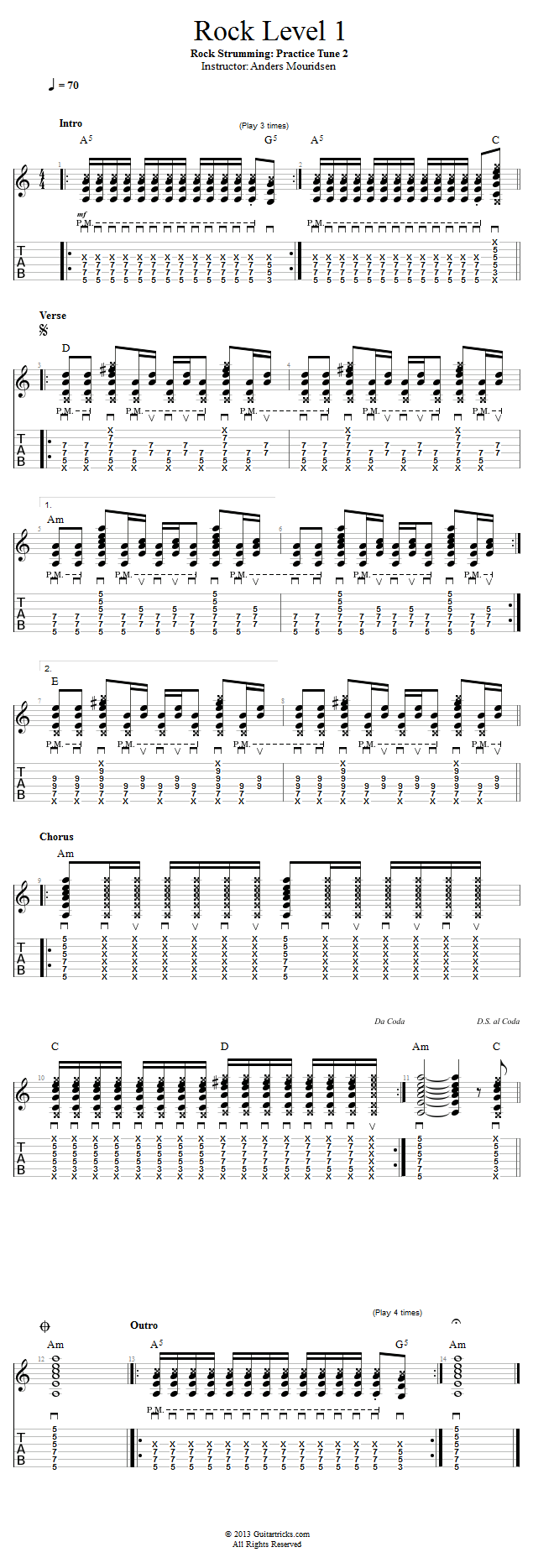 Guitar Lessons - Rock Strumming Practice Tune 2