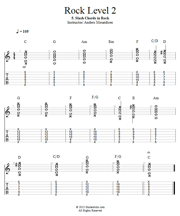 Slash Chords Guitar Chart