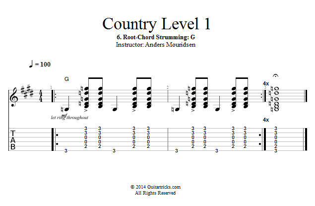 Guitar Lessons - Root-Chord Strumming: G