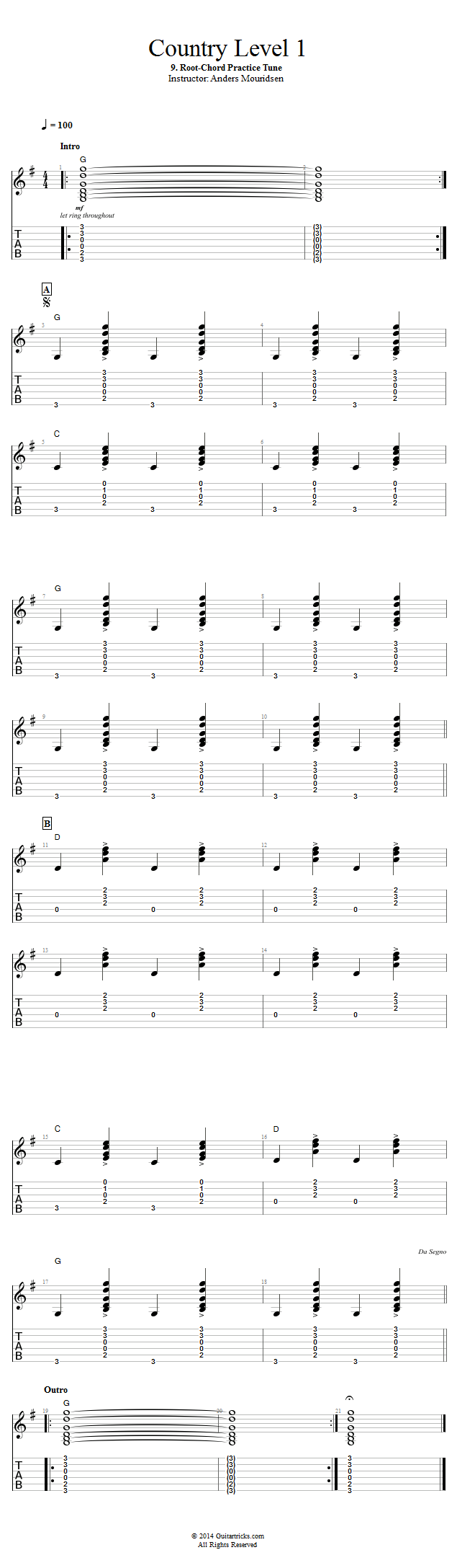 Guitar Lessons - Root-Chord Practice Tune