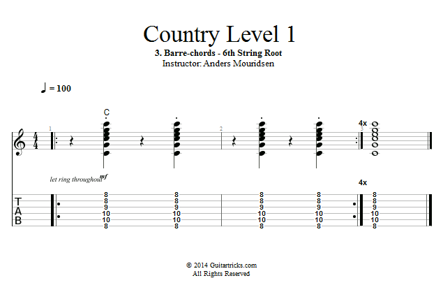 Guitar Lessons - Barre Chords 6th String Root