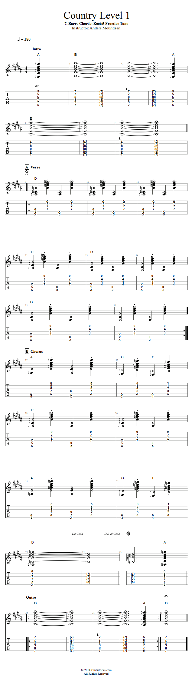 Guitar Lessons - Barre Chords: Root/5 Practice Tune