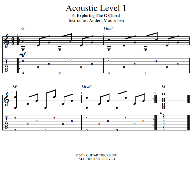Guitar Lessons - Exploring The G Chord