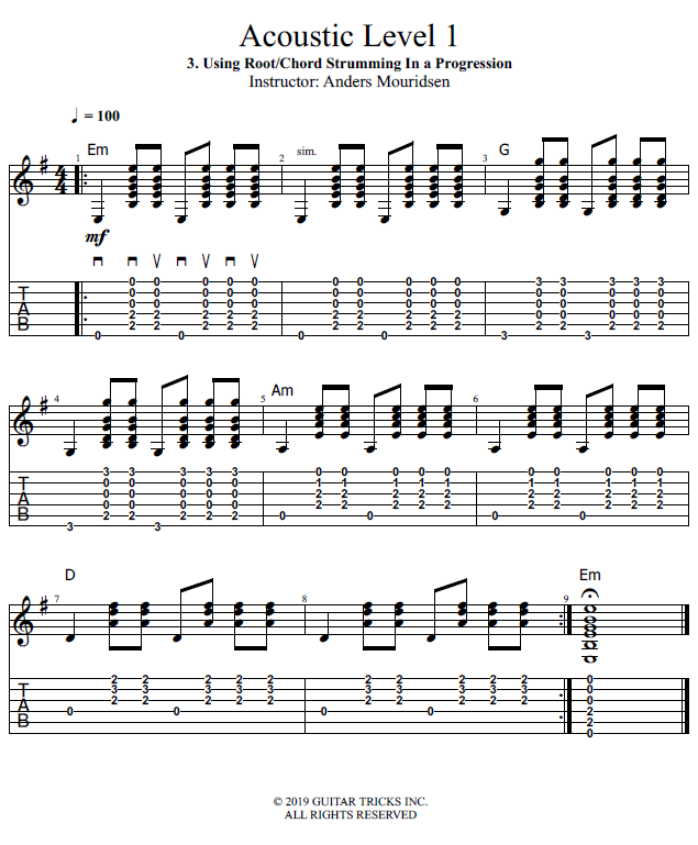 Guitar Lessons - Using Root/Chord Strumming In a Progression