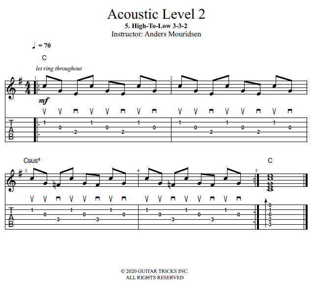 Guitar Lessons: High-To-Low 3-3-2